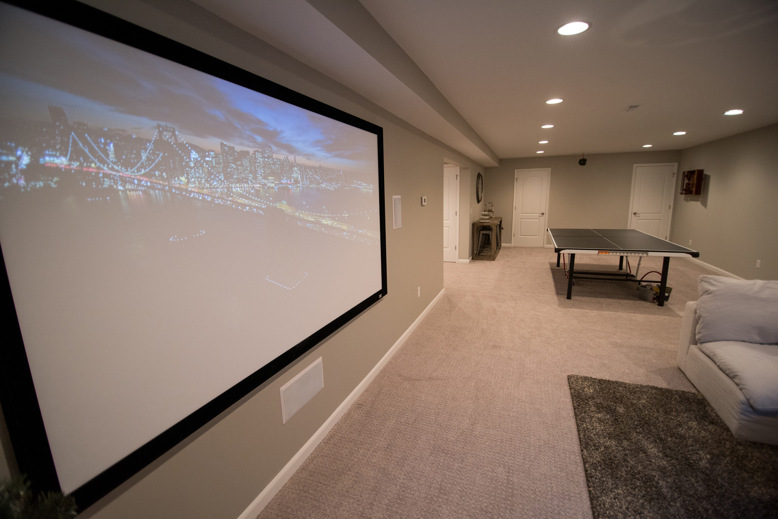 Modern Finished Basement Design, Brighton, MI | Basements Plus