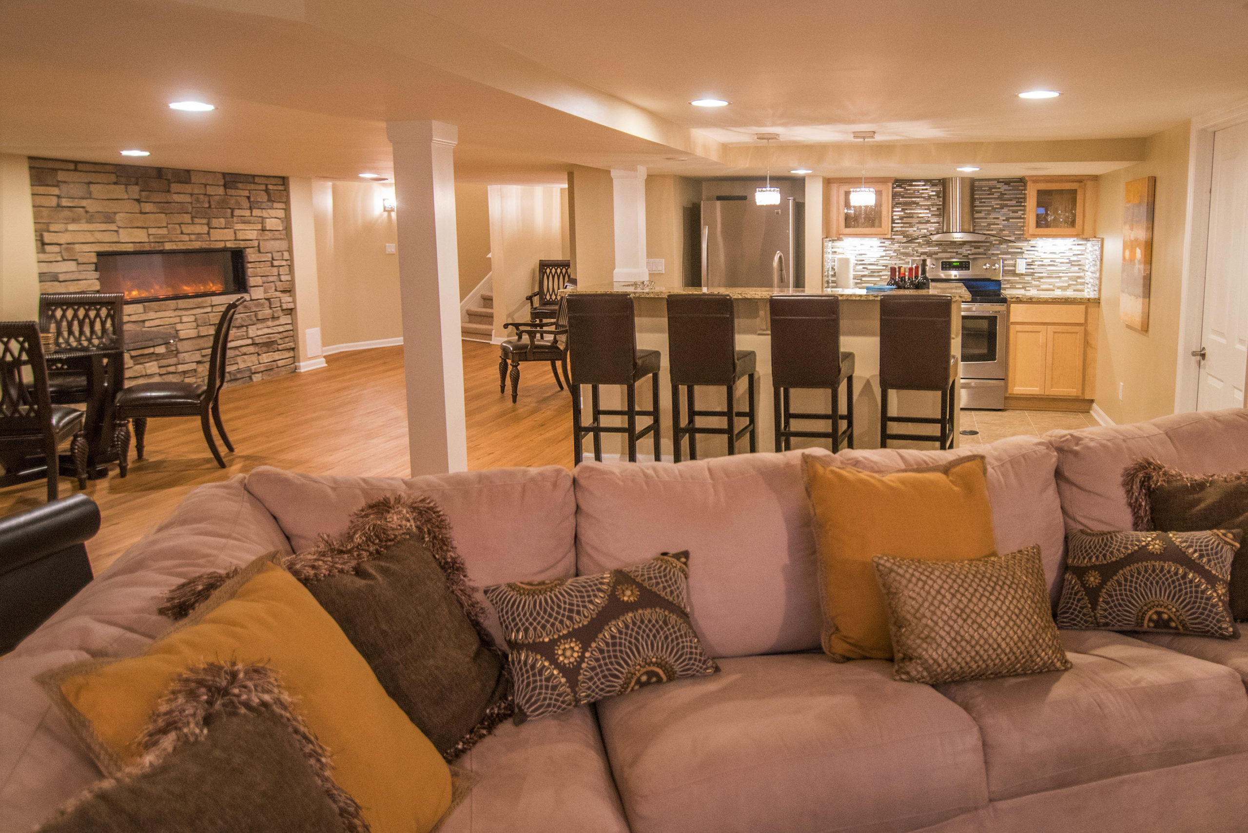 Project Gallery: Chic Finished Basement Design, Northville, MI