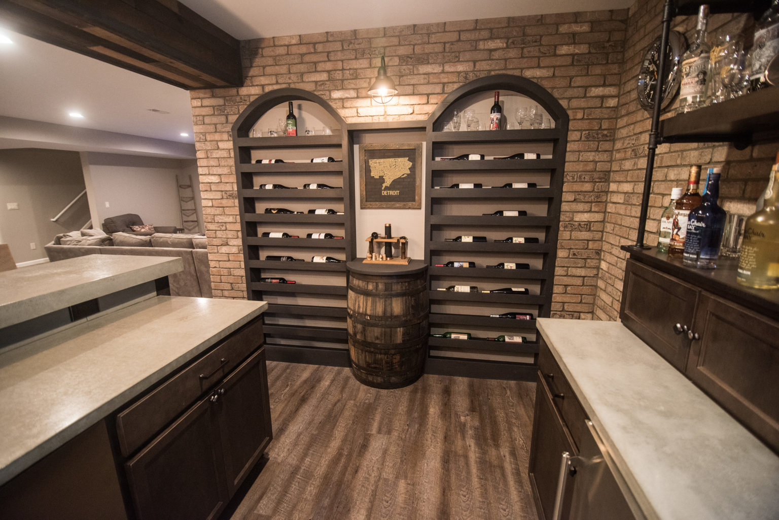 Project Gallery: Industrial Bar Basement Design, South Lyon MI