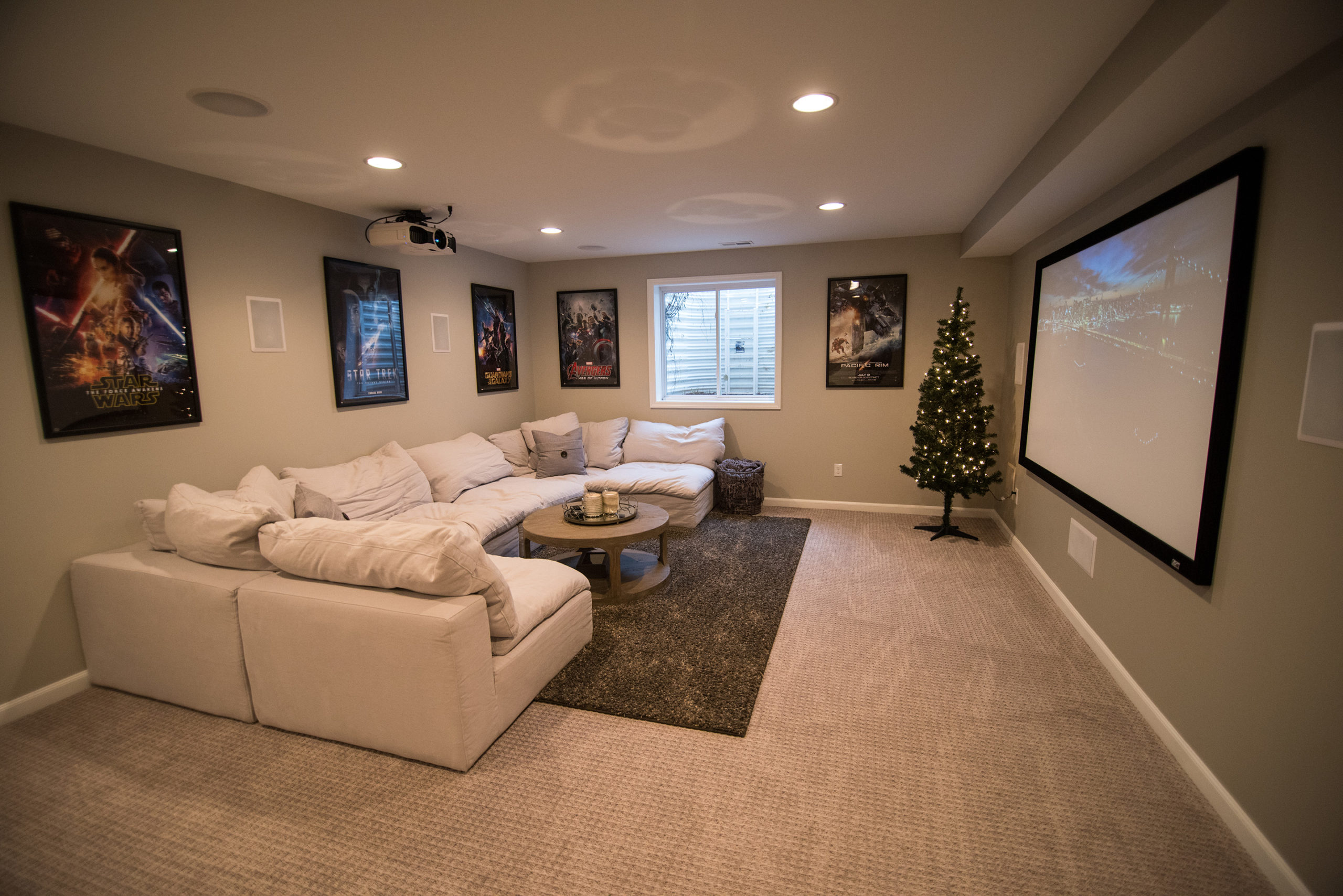 Modern Finished Basement Design, Brighton, MI | Basements Plus