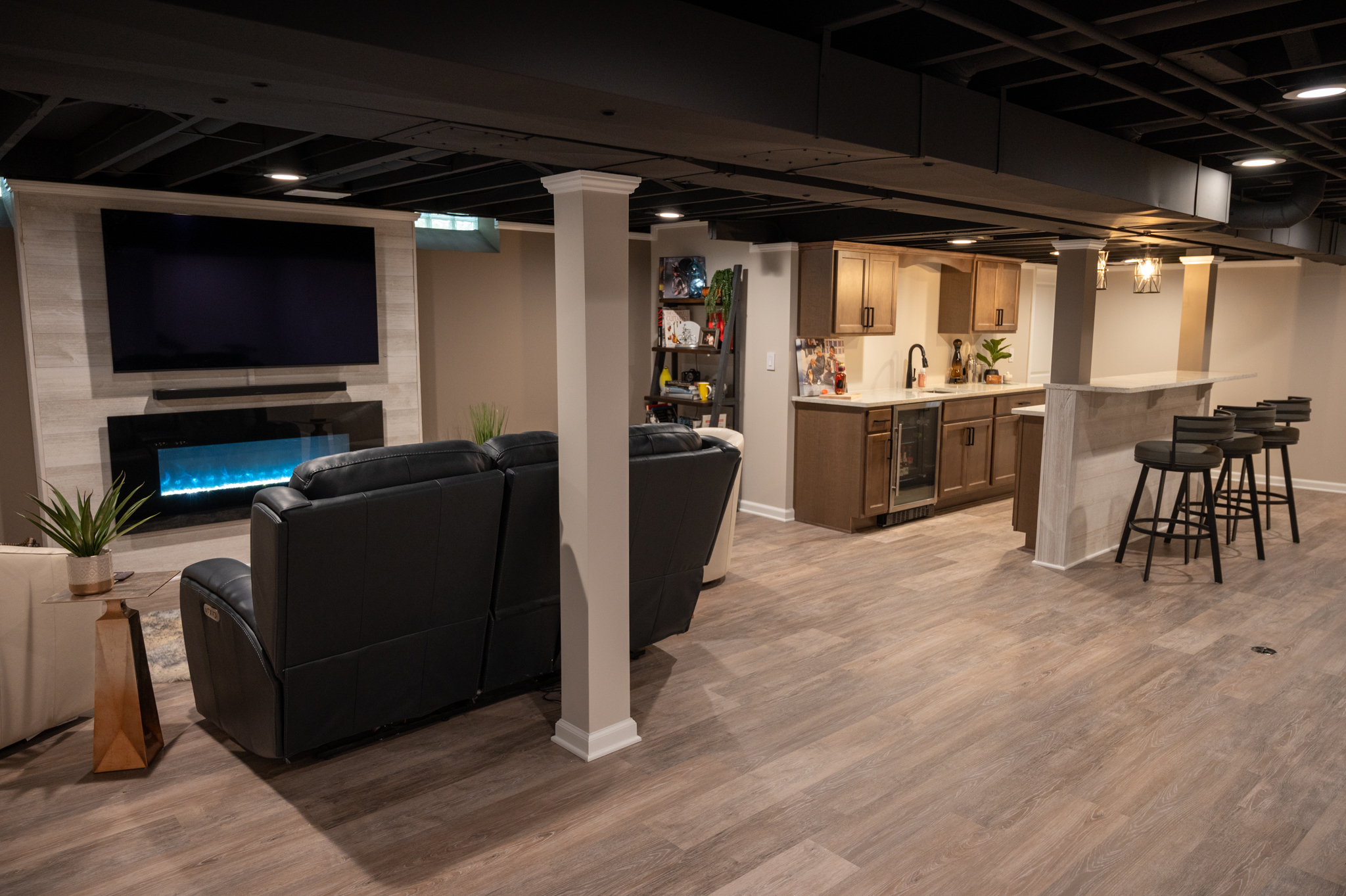 Macomb Finished Basement with a Jam Area - Basements Plus