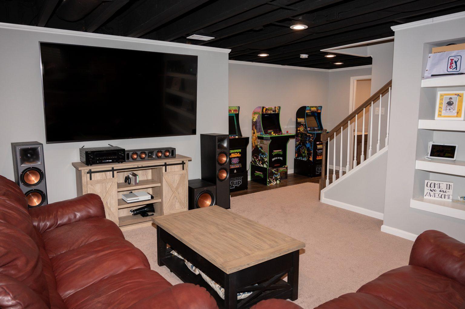 Fun Gaming Finished Basement in Macomb, MI - Basements Plus