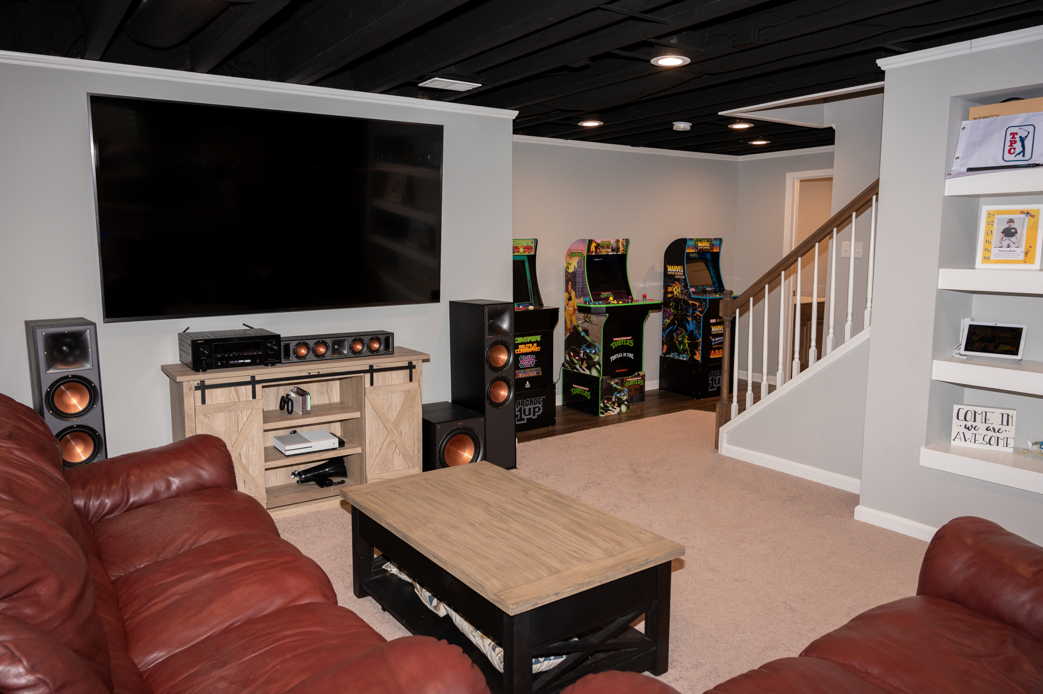Fun Gaming Finished Basement in Macomb, MI - Basements Plus