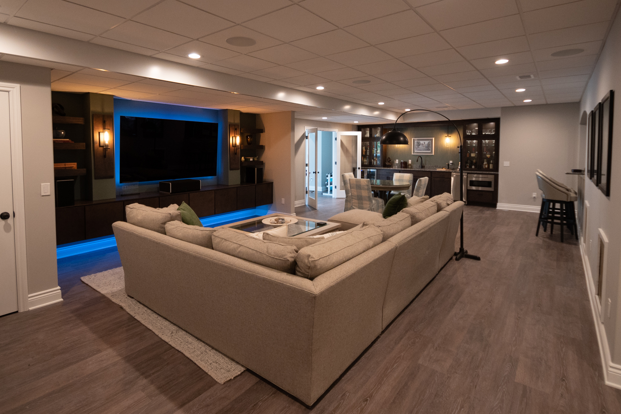 Finished Basement in Clarkston, MI with a Golf Simulator - Basements Plus