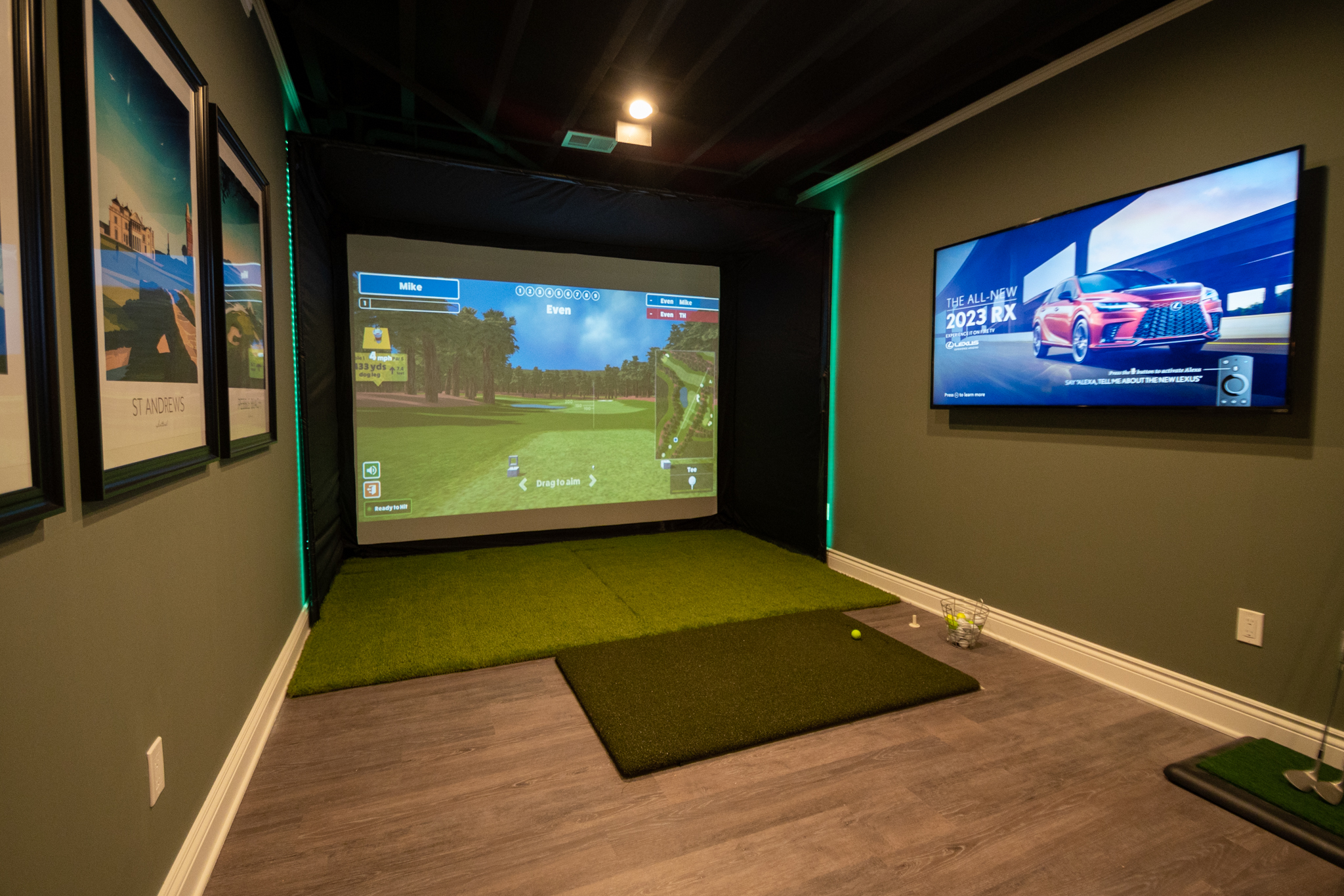 Finished Basement in Clarkston, MI with a Golf Simulator - Basements Plus