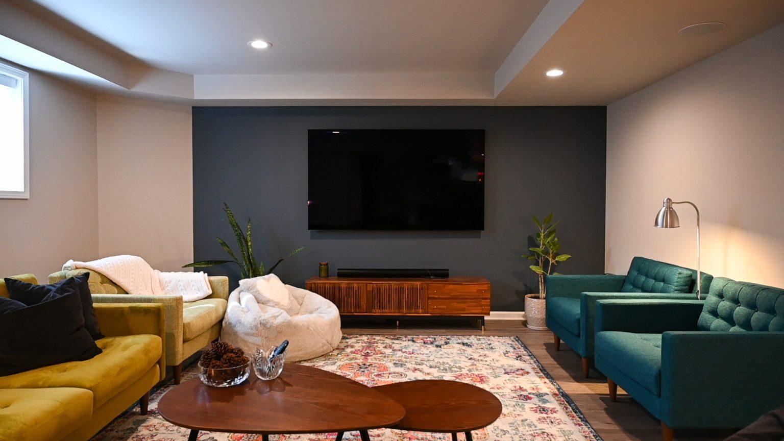 Fun Colorful Finished Basement in Northville, MI - Basements Plus