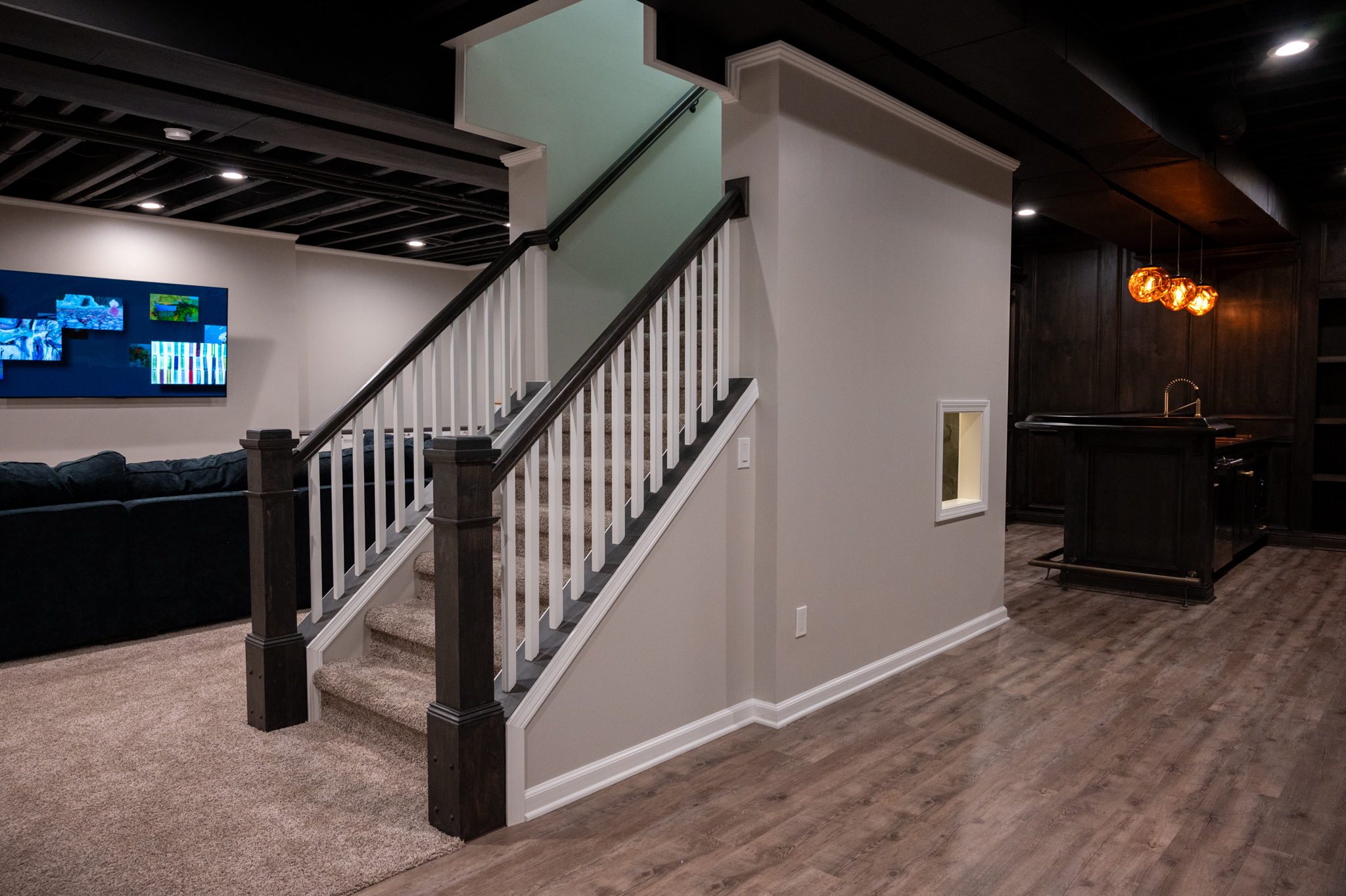 Finished Basement with Kids Playhouse, Bourbon Bar and Stunning ...