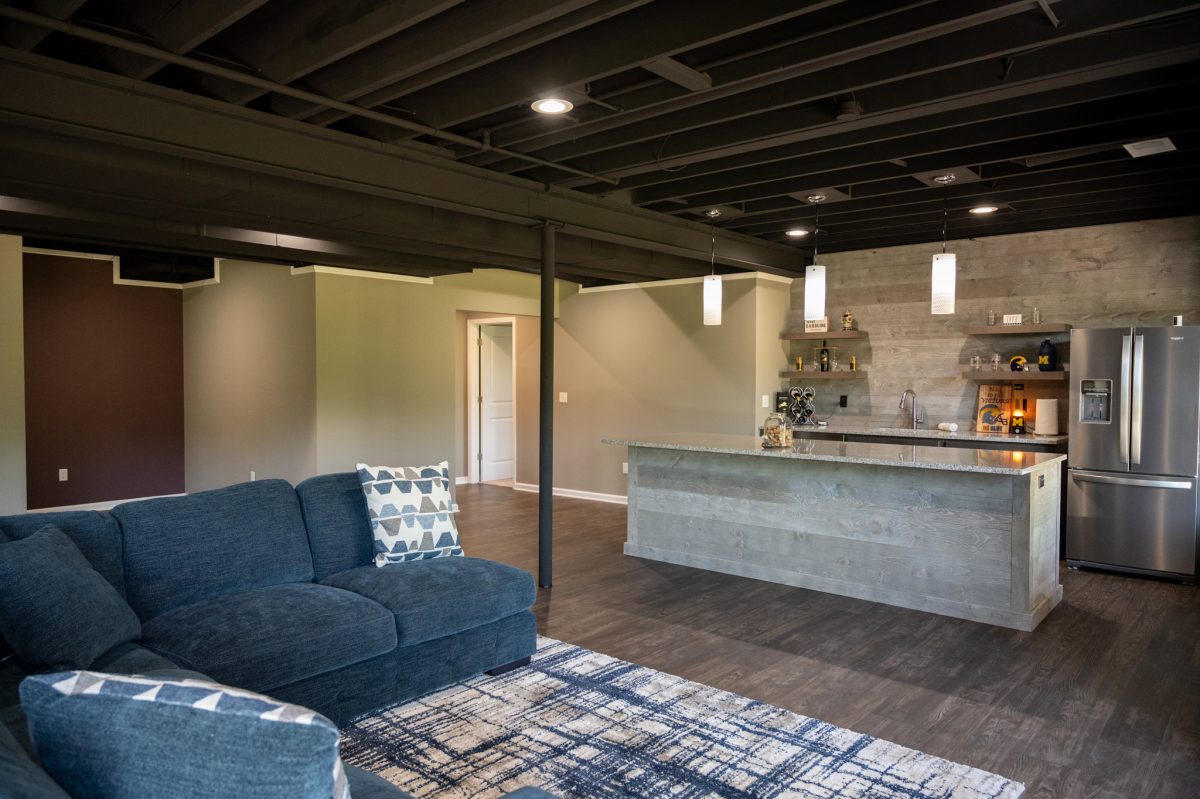 Finished Basement with Bar, Home Gym and Bathroom in Northville, MI ...