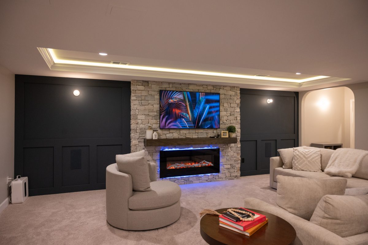 Finished Basement with Bar, Bathroom and Gym in Commerce Twp., MI ...