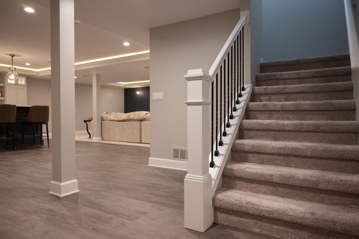 Finished Basement with Bar, Bathroom and Gym in Commerce Twp., MI ...