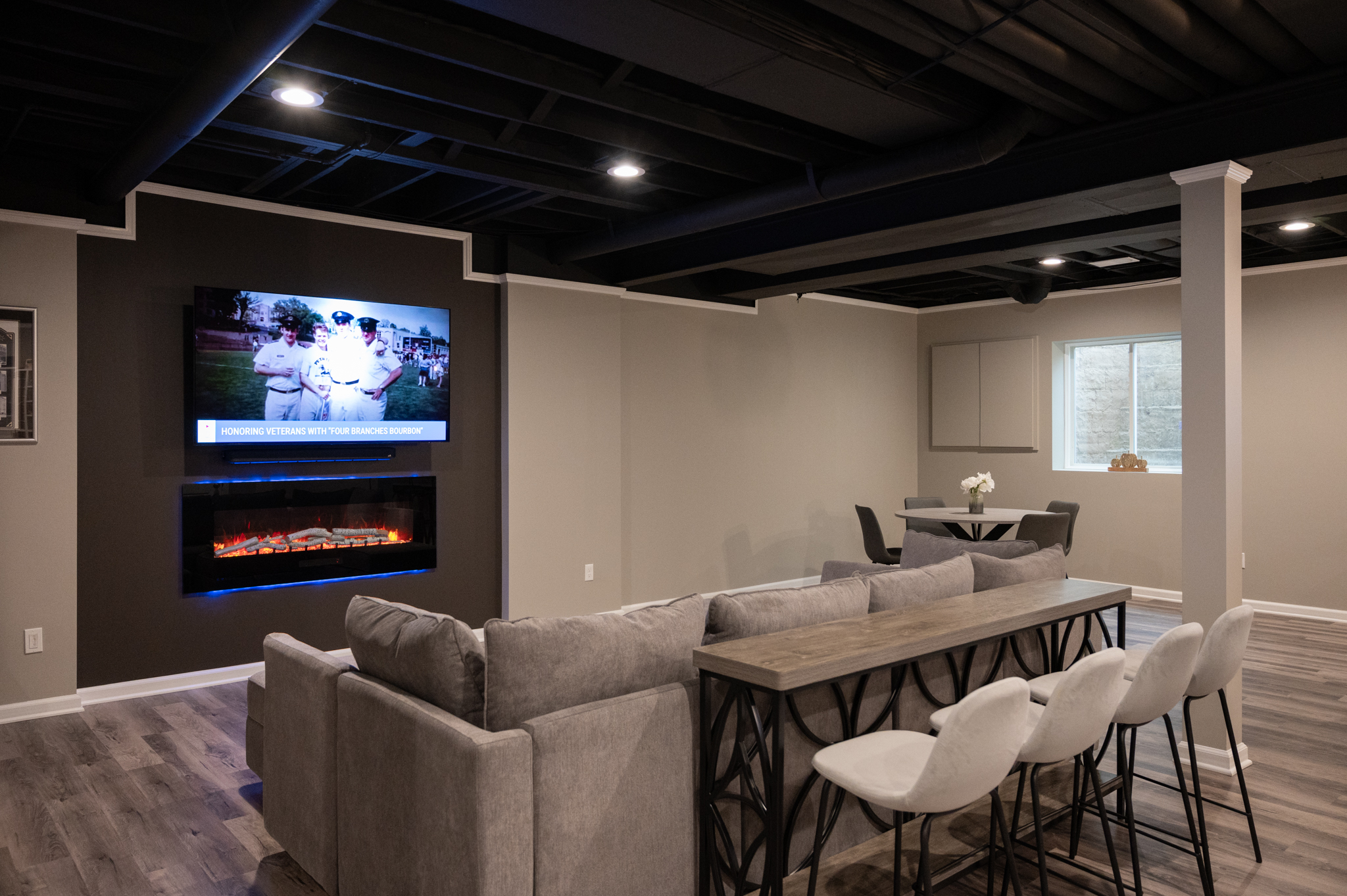 Finished Basement with Bar and Bathroom in New Boston, MI - Basements Plus