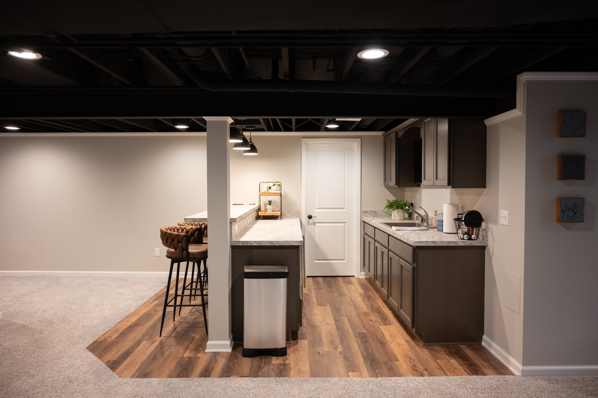 Finished Basement with Seated Bar, Living Room and Bathroom in Novi, MI ...